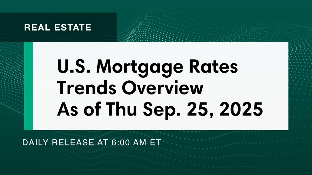 US National Mortgage Rates for Today, Thu, Sep 25, 2025