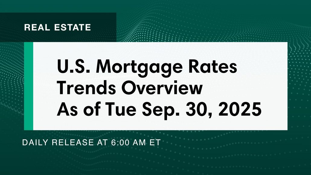 US National Mortgage Rates for Today, Tue, Sep 30, 2025